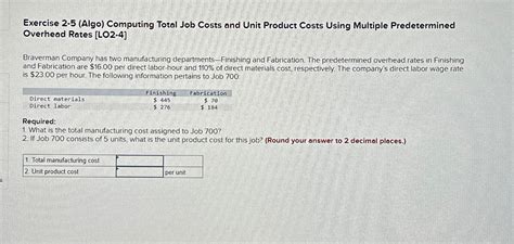 solved exercise 2 5 algo ﻿computing total job costs and