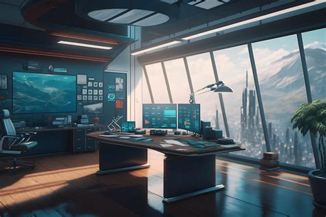 Premium Ai Image Futuristic Meeting Room Interior Conference Room Coworking Modern Office