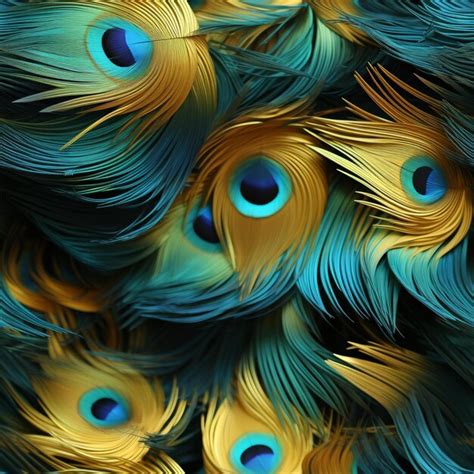 Pattern Of Peacock Feathers Repeating Texture Premium Ai Generated Image