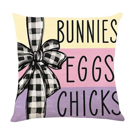 Moocorvic Easter Pillow Covers Decor Spring Rabbit Eggs Decorative