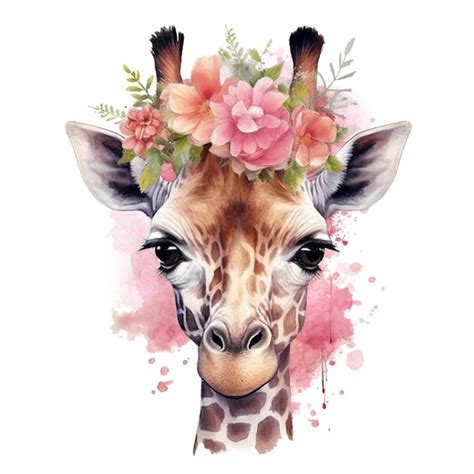 Premium Photo There Is A Giraffe With A Flower Crown On Its Head