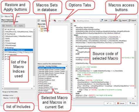 Script Line Properties Macros Options
