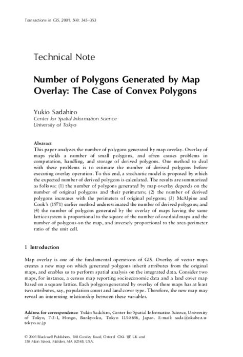 Pdf Number Of Polygons Generated By Map Overlay The Case Of Convex Polygons