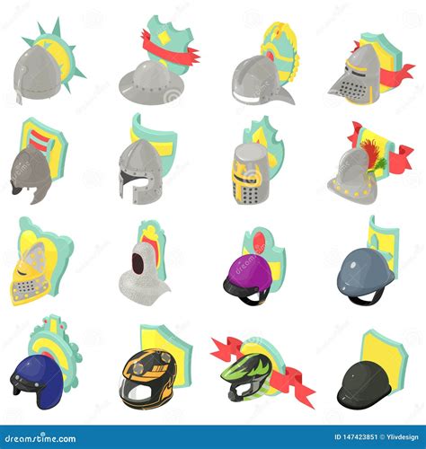 Protection Icons Set Isometric Style Stock Vector Illustration Of Head Mask 147423851