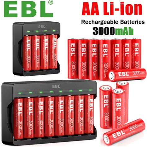 Ebl Aa Rechargeable Lithium Li Ion Batteries V Upgraded Battery