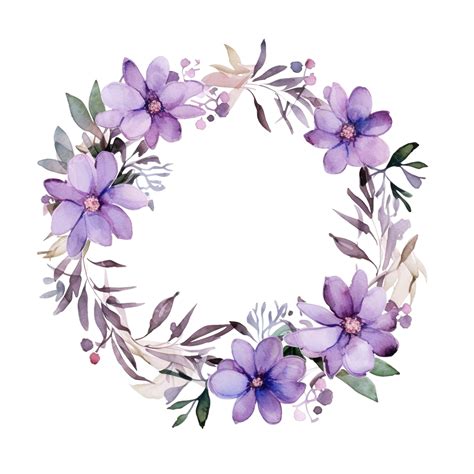 수채화 보라색 꽃 화환 화환 꽃 꽃무늬 Png 일러스트 및 이미지 에 대한 무료 다운로드 Pngtree