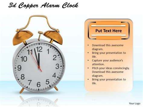 Stock Photo D Copper Alarm Clock For Time Management PowerPoint Slide