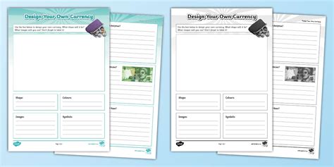 New Design Your Own Currency Worksheet Teacher Made