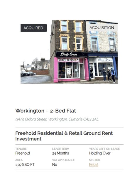 Completed Sale 9a 9 Oxford Street Workington Ca14 2al Blue Alpine
