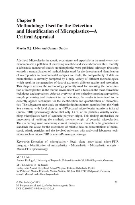 PDF Methodology Used For The Detection And Identification Of MicroplasticsA Critical Appraisal