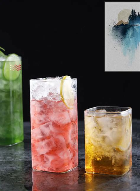 Square Glass Cups Highball Drinking Glasses For Water Wine Beer