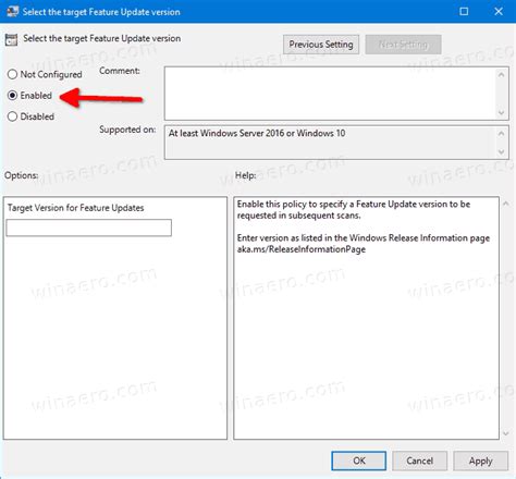 set target windows 10 version to stay on or upgrade to