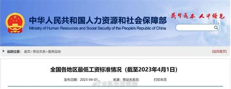 中国人研究院院长 On Twitter 人社部网站发布了全国各地区最低工资标准情况截至2023年4月1日，15个地区月最低工资标准在