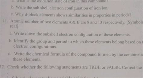 B Write The Sub Shell Electron Configuration Studyx
