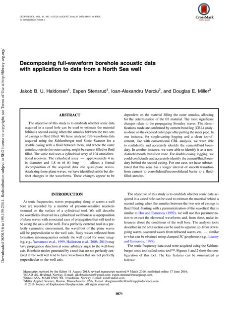Pdf Decomposing Full Waveform Borehole Acoustic Data With Application To Data From A North Sea
