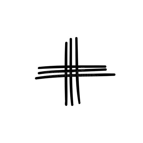 Math Symbol Plus Scribble Font In Doodle Scribble Brush Hand Drawn Style Isolated On White