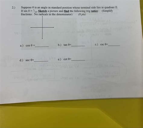 solved suppose θ is an angle in standard position whose