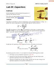 Phy214 Onlinelab 05 Capacitors Paigeclarkpdf Phy214 Online Lab 05 Phy214 Physics Ii Lab 05