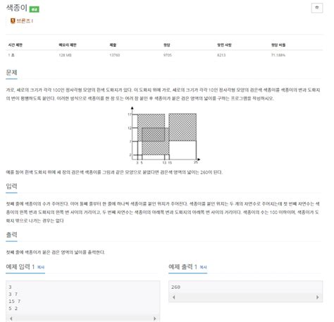 [백준 2563] 색종이 today i learned