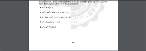 Solved For Problems Use Newton S Method To Find The Chegg Com