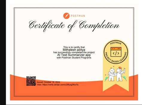 Mithalesh Aditya On Linkedin Certificate Of Completion Of Postman Ai Text Summarizer With Ali