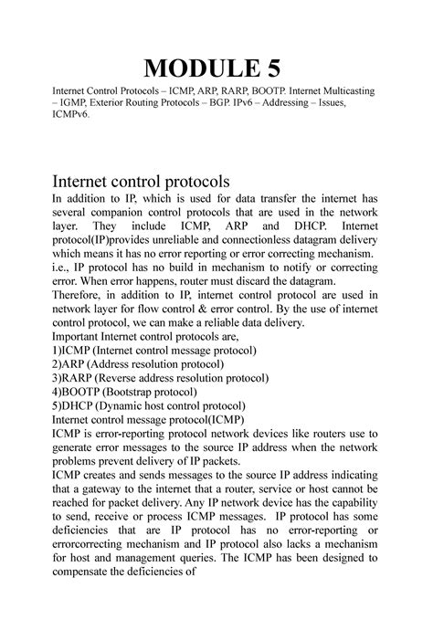 computer network module 5 module 5 internet control protocols icmp