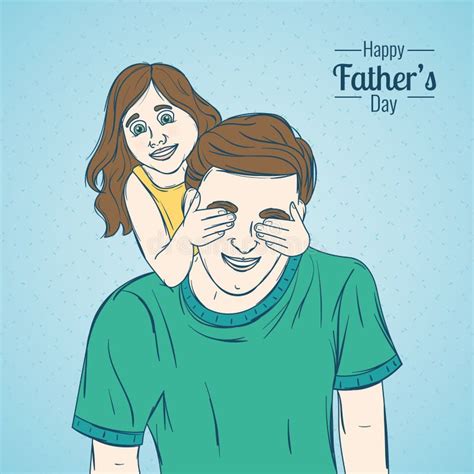 Flicka Som Leker Med Sin Pappa Tecknade Lyckliga Faderdag Vektor Vektor Illustrationer