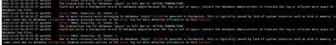 the transaction log for database xxx is full due to active