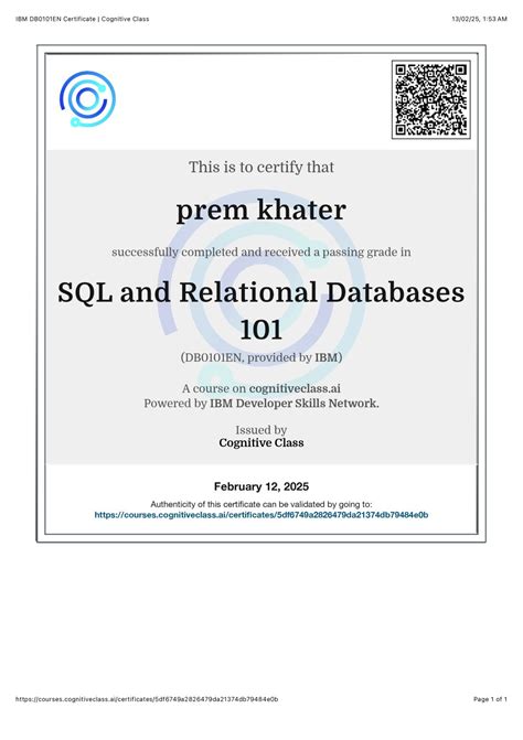 sql databasemanagement ibm learning certification dbms