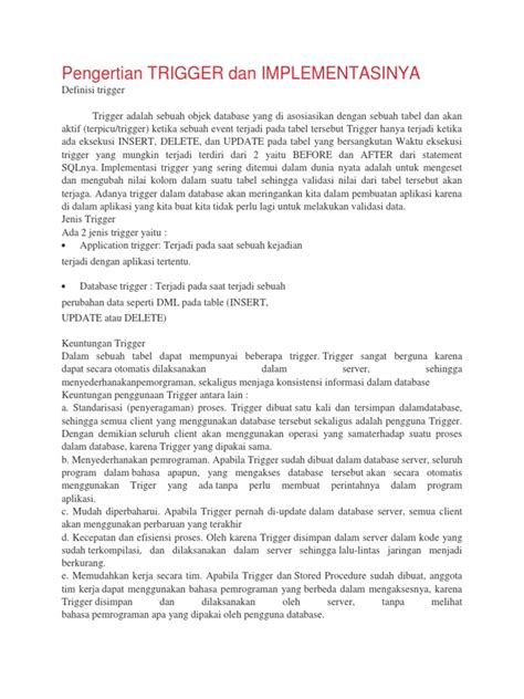 Pengertian Trigger Dan Implementasinya Pdf