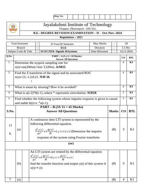 Ec3355 Ss Iat Ii Question Paper Pdf Mathematical Analysis Mathematical Physics