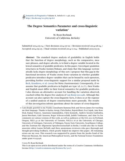 Pdf The Degree Semantics Parameter And Cross Linguistic Variation