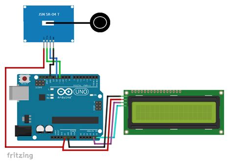 Measure Distance Using JSN SR T LCD Hackster Io Arduino Arduino Projects Arduino