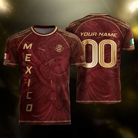Custom Mexico Soccer Jersey Burgundy Gold Aztec Heritage Design Grit