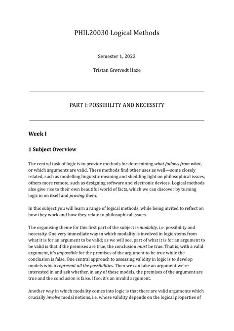 week i notes for week 1 phil20030 logical methods semester 1 2023