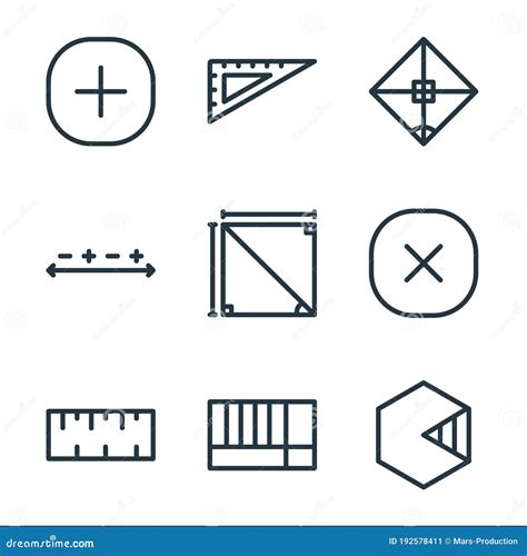 Mathematics Line Icons Linear Set Stock Vector Illustration Of Multi