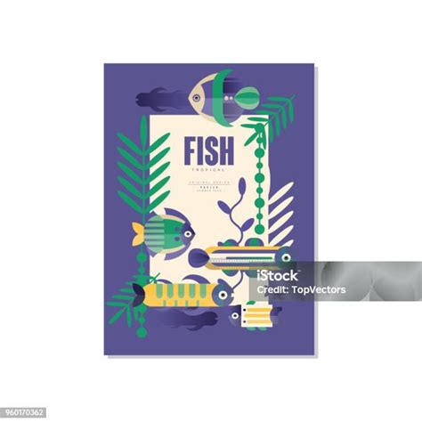 열 대 물고기 배너 서식 파일 포스터 Flayer 엽서 커버 브로슈어 인쇄 초대에 대 한 최신 유행 계절 배경 벡터 일러스트 레이 션 개념에 대한 스톡 벡터 아트 및 기타
