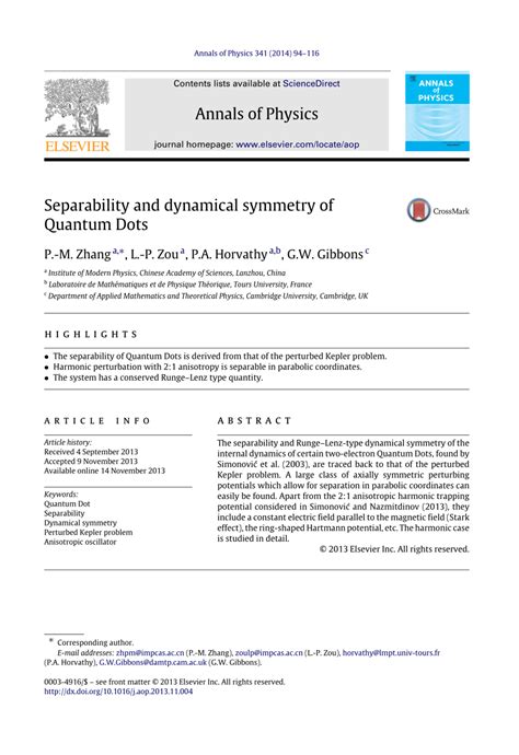 pdf separability and dynamical symmetry of quantum dots