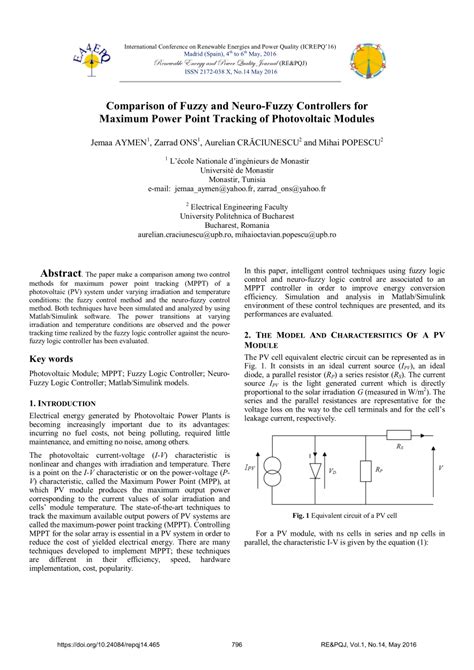 Pdf Comparison Of Fuzzy And Neuro Fuzzy Controllers For Maximum Power Point Tracking Of