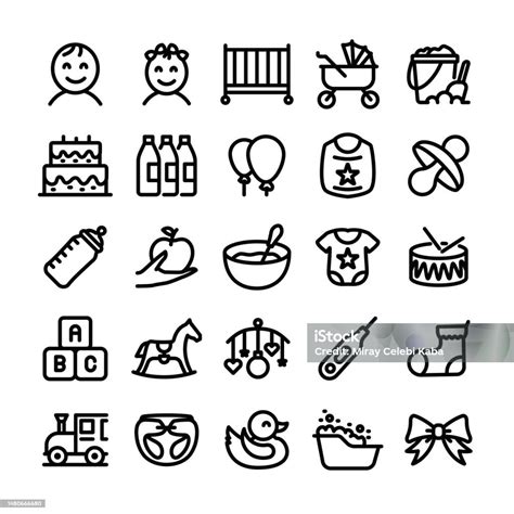 아기의 벡터 일러스트 레이 션 그래픽입니다 편집 가능한 획 크기 간단한 격리 아이콘입니다 기호 기호 요소 아이콘 세트 아이에 대한 스톡 벡터 아트 및 기타 이미지 Istock