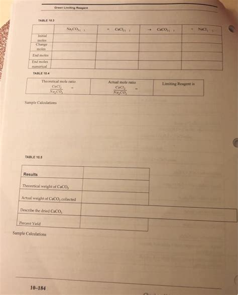 Solved Prolaboratory Exercise Limiting Reagent Chegg