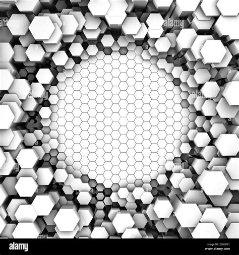 Abstract Futuristic Surface Hexagon Pattern 3d Rendering Realistic Geometric Mesh Cells