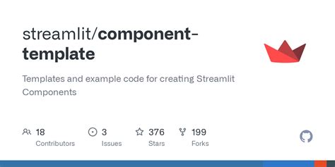 Github Streamlitcomponent Template Templates And Example Code For