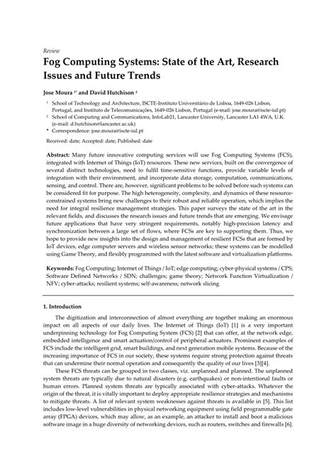 PDF Fog Computing Systems State Of The Art Research Issues And Future Trends