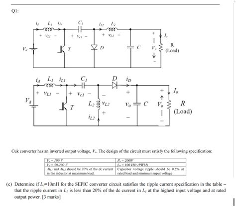 solved q1 cuk converter has an inverted output voltage vo