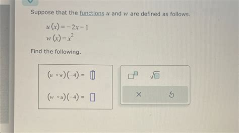 solved suppose that the functions u ﻿and w ﻿are defined as