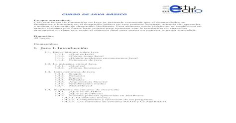 1 Java I Introducción · Pdf Filea Utilizar El Entorno De Desarrollo