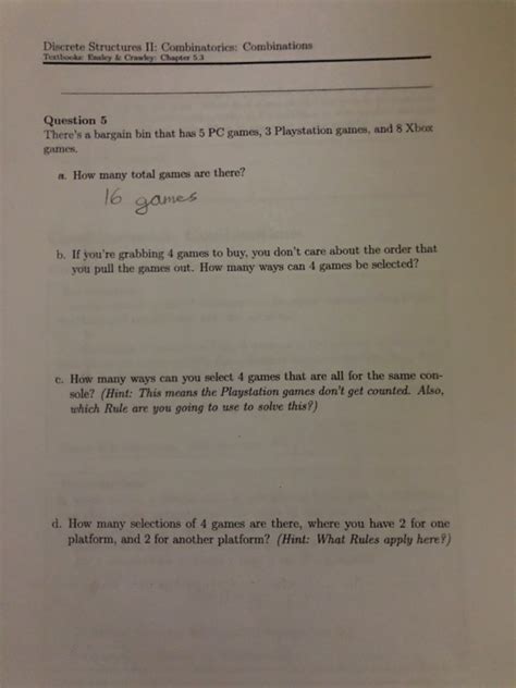 Solved Discrete Structures Ii Combinatorics Combinations