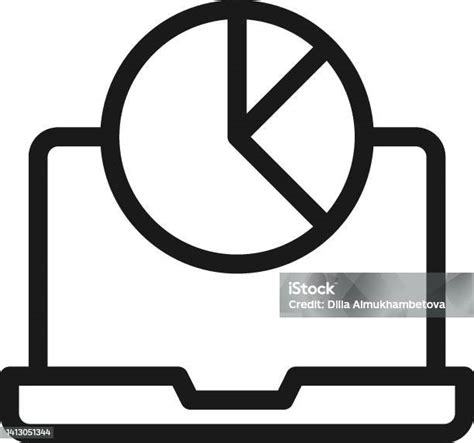 사업 및 돈 개념 검은 선으로 그려진 흑백 기호 편집 가능한 스트로크 노트북 모니터의 원형 차트의 벡터 선 아이콘 0명에 대한 스톡 벡터 아트 및 기타 이미지 Istock