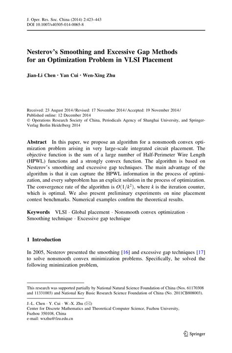pdf nesterov s smoothing and excessive gap methods for an